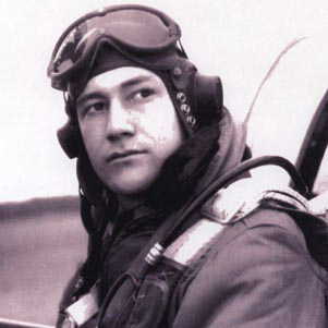 Ray Littge in trainer cockpit