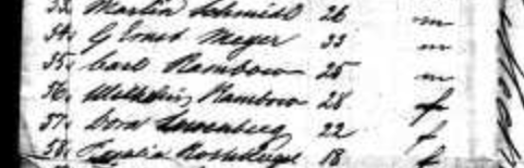 Carl and Wilhelmine Rambow passenger list Sir Robert Peel 1856