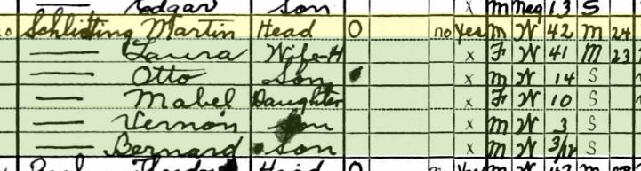 Martin Schlichting 1930 census Wittenberg MO