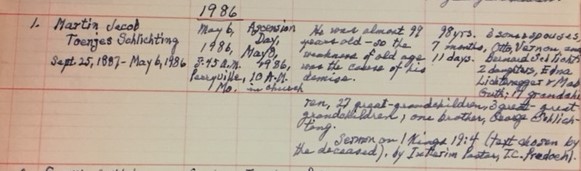Martin Schlichting death record St. Paul’s Wittenberg MO