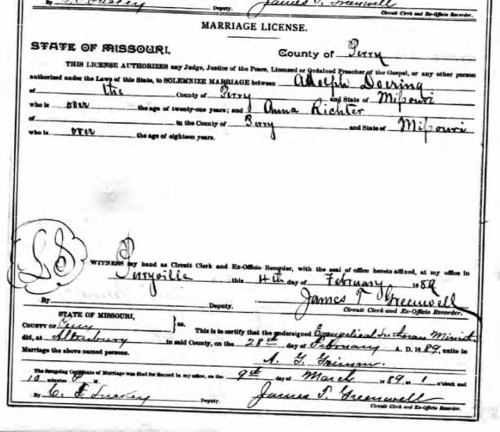Doering Richter marriage license