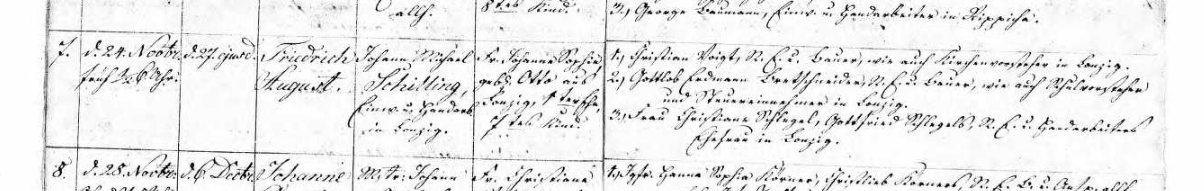 Friedrich August Schilling baptism record Grieben Germany
