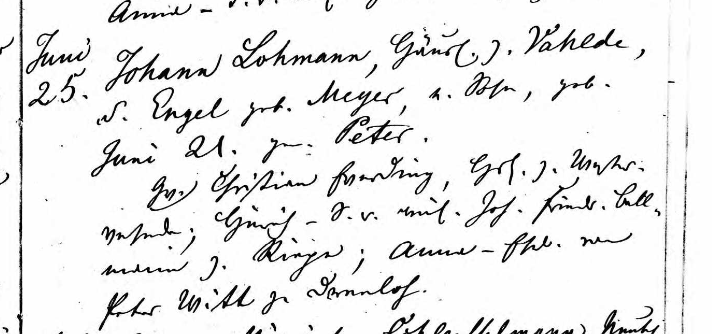 Peter Lohmann baptism record Scheessel Germany