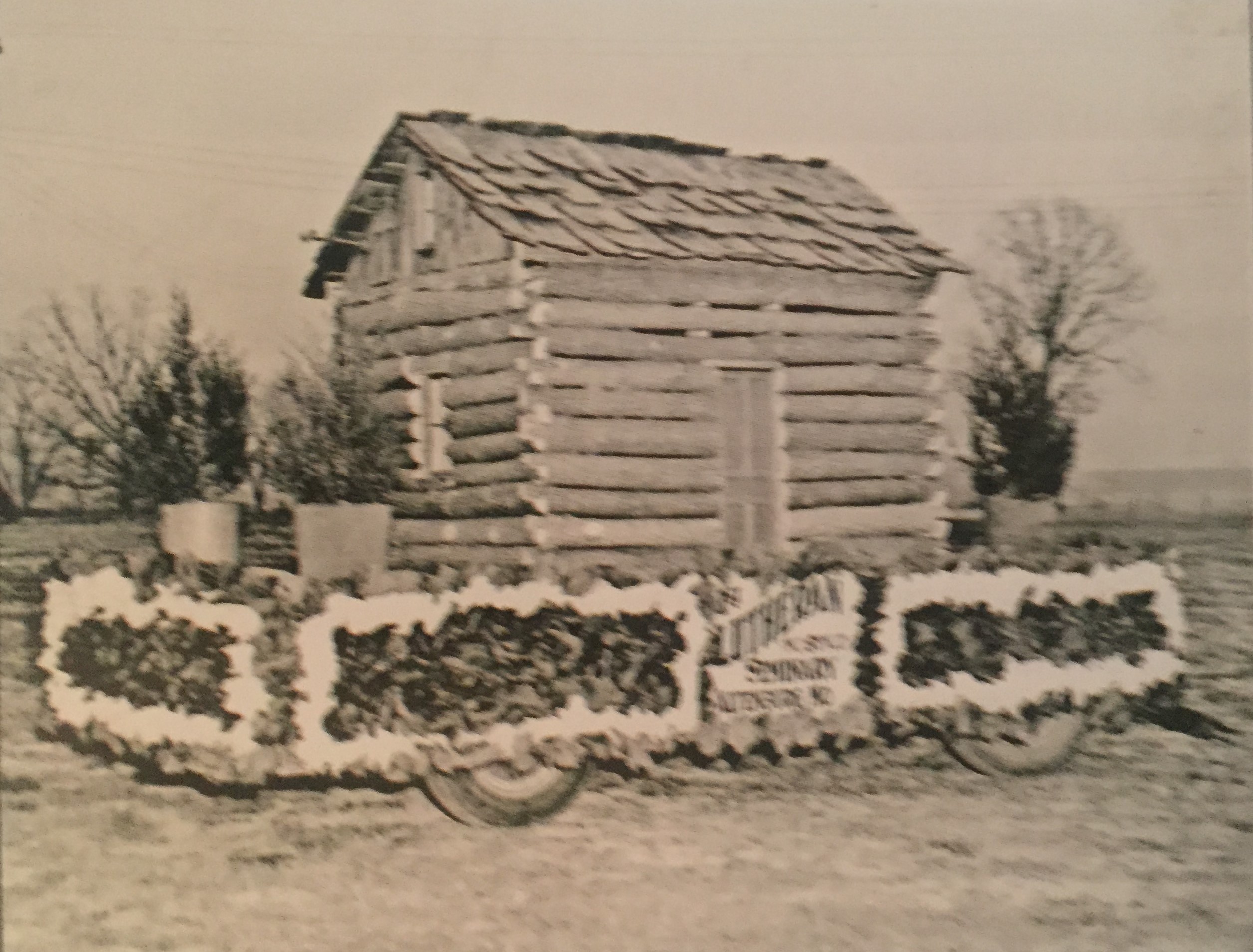 Log Cabin College float