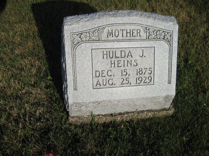 Hulda Heins gravestone St. Paul’s Wittenberg MO