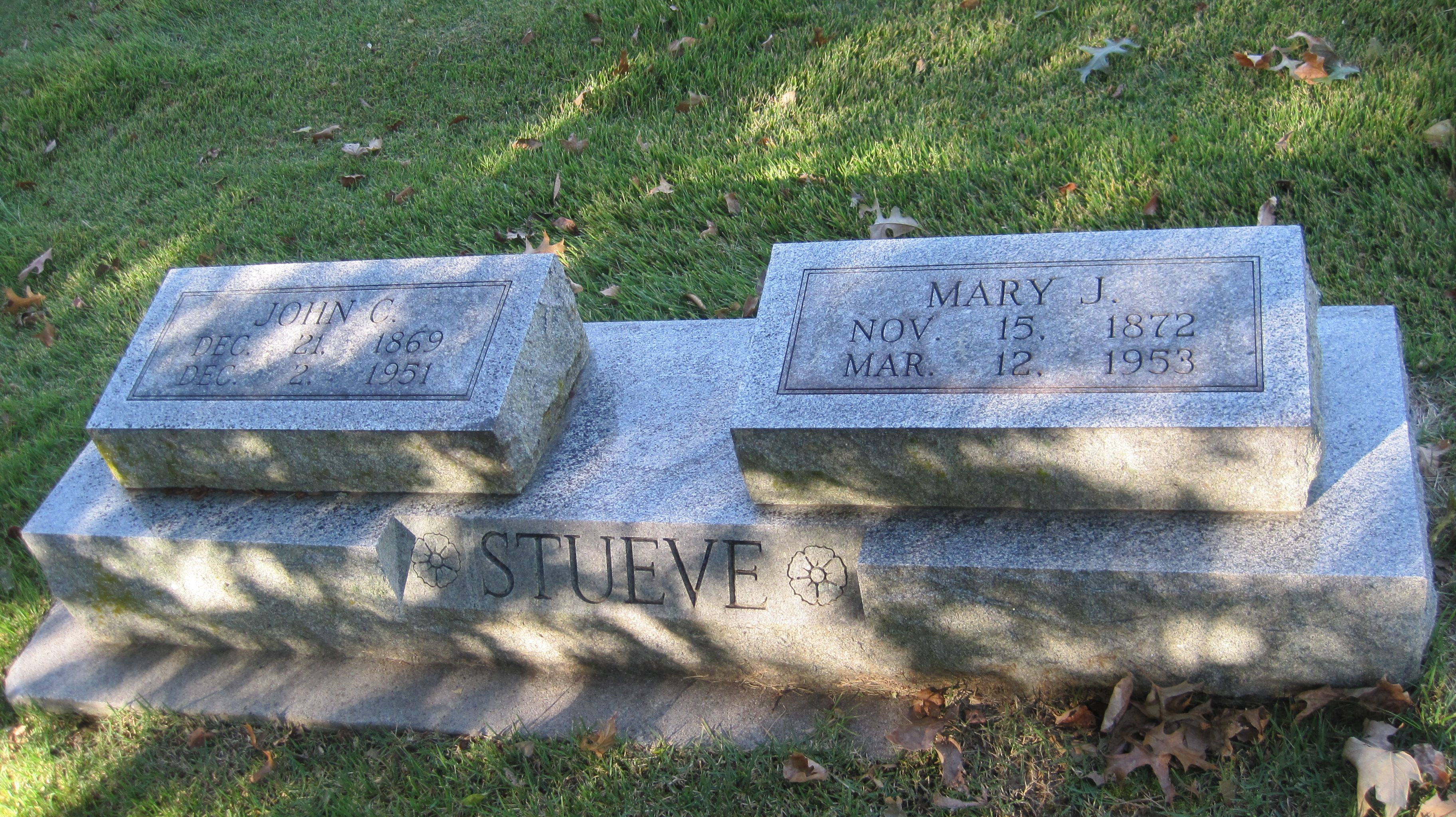 John and Mary Stueve gravestone Zion Crosstown MO