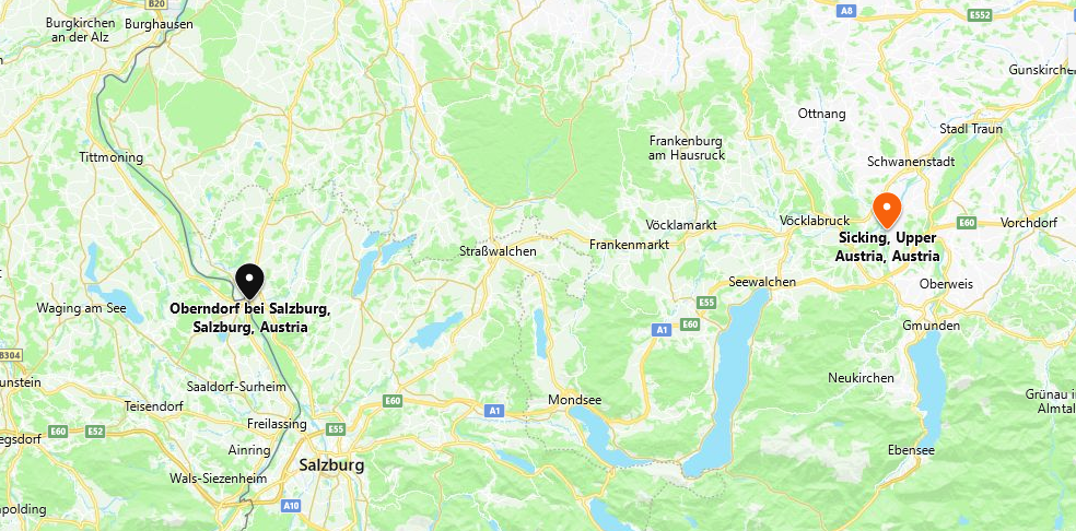 oberndorf-and-sicking-austria-map