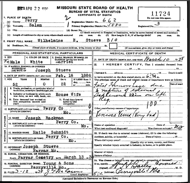 wilhelmine-stueve-death-certificate