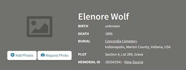 eleanore-wolff-grave-site-concordia-indianapolis-in