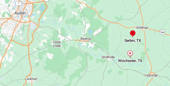 winchester-serbin-and-giddings-tx-map
